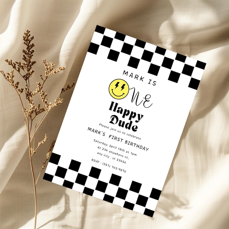 One Happy Dude Birthday, Invitation Template, Printable Invitation ...
