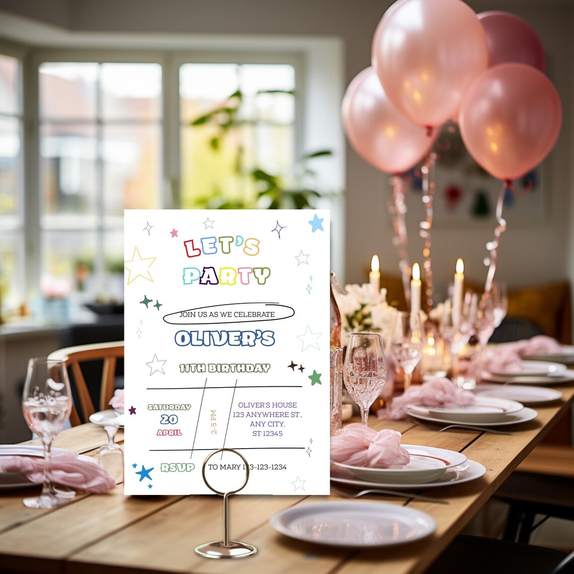 Colorful Birthday Party Invite: Editable Template (digital Download) - Etsy