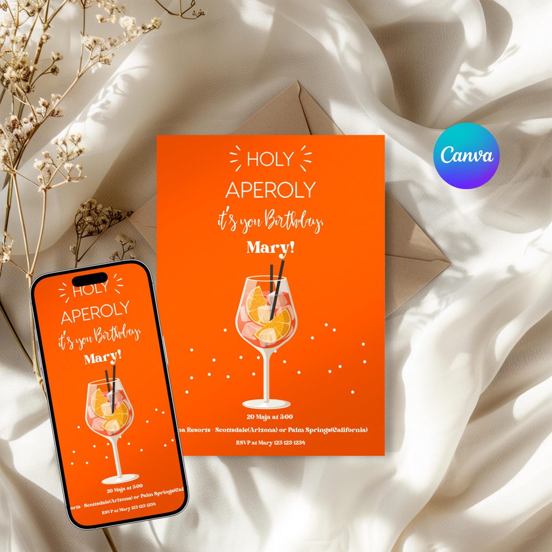 Aperol Spritz Birthday Invitation: Milestone Birthday Party (digital ...
