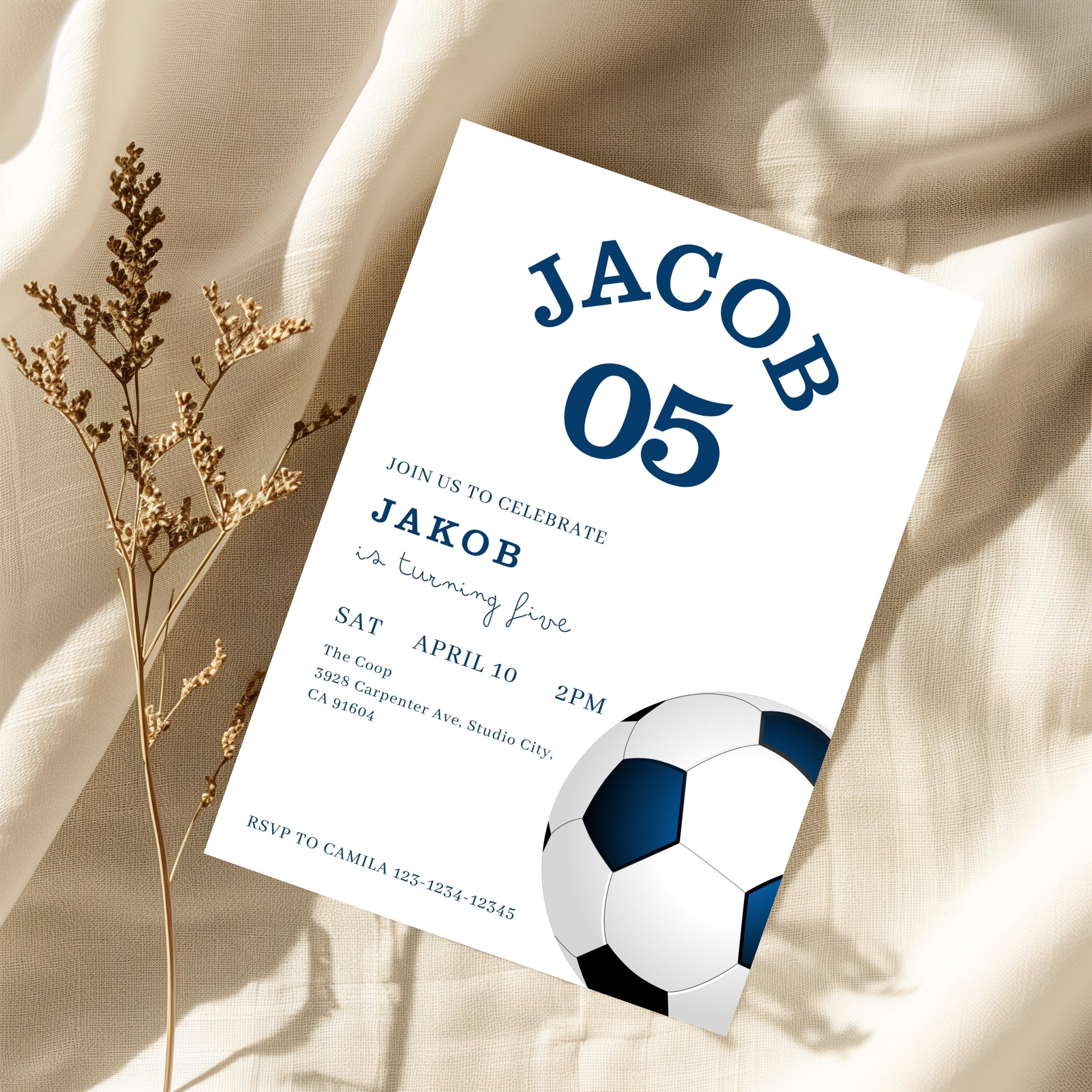 Modern Soccer Birthday Invitation Template (digital Editable Canva ...