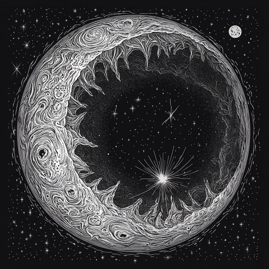 Celestial Moon Phase Line Art | Boho Space Design | Intricate Moon ...
