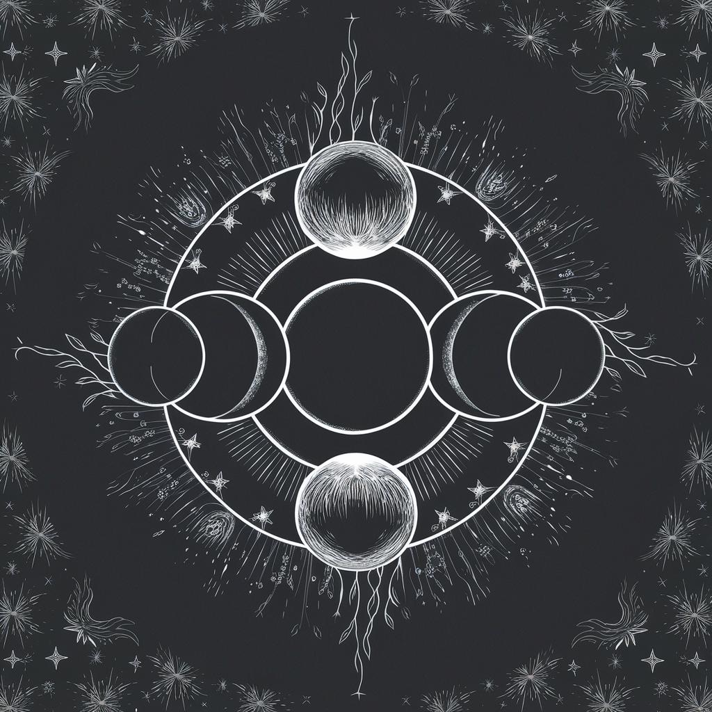 Celestial Moon Phase Line Art | Boho Space Design | Intricate Moon ...