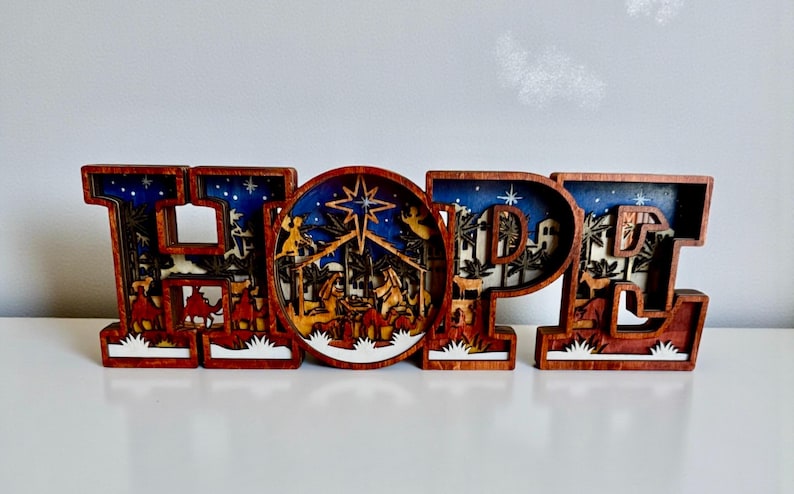 HOPE Nativity Scene • 3D Christmas Wood Art • Holiday Gift Idea - Etsy