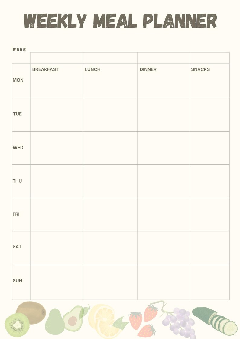 Weekly Meal Planner, Breakfast Planner, Lunch Planner, Diner Planner ...