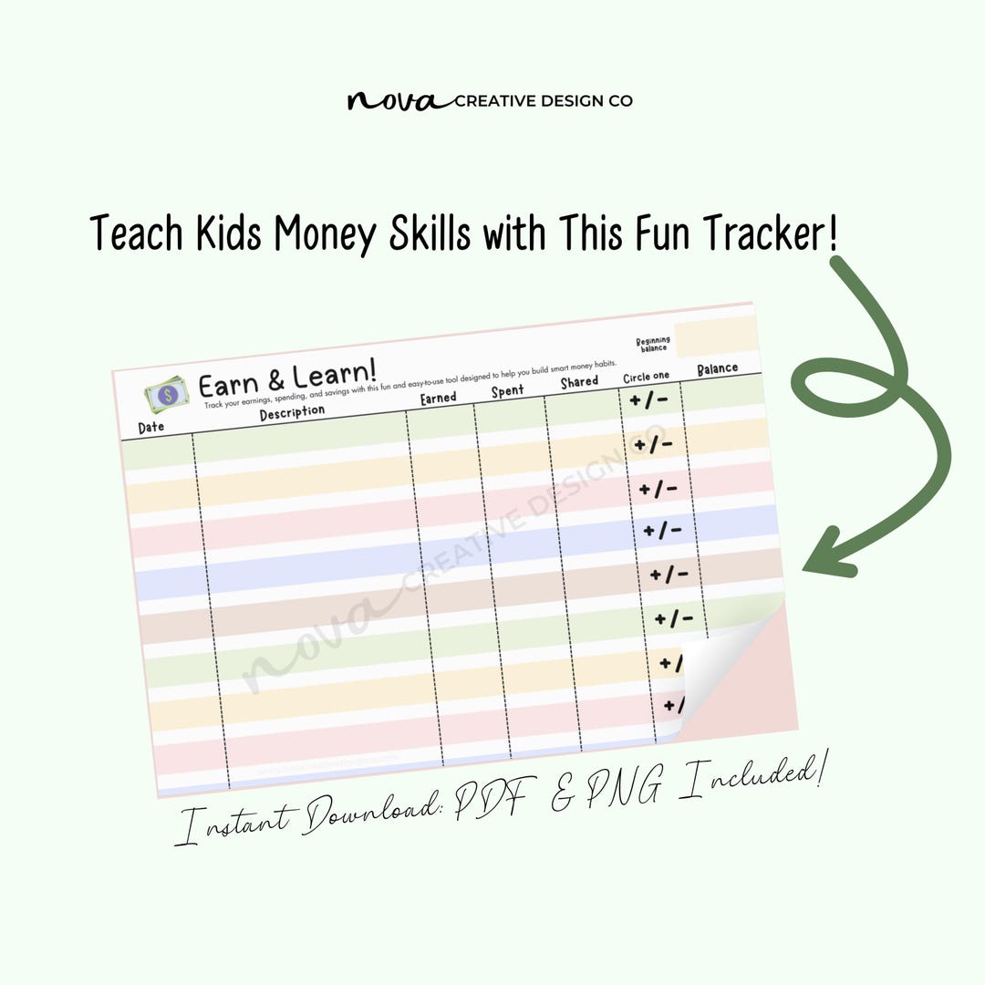 Earn & Learn Spending Tracker for Kids | Digital Financial Literacy ...