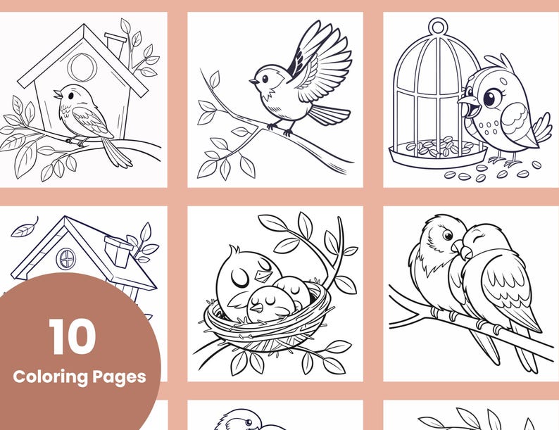 Printable Bird Coloring Page - Easy Bird Sketch Art for Kids & Adults ...