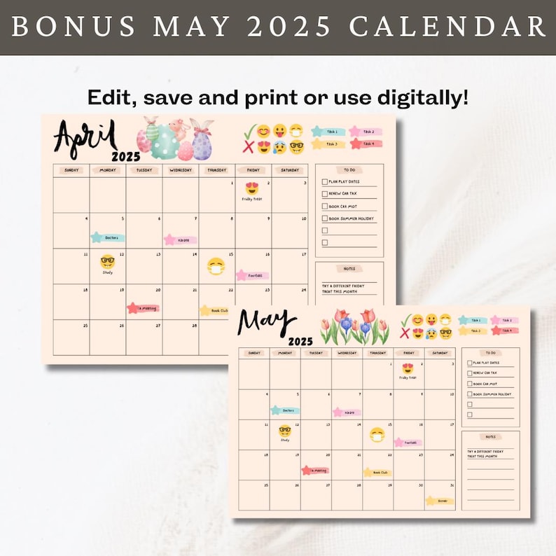 Editable April 2025 Calendar,printable Fillable Monthly Planner April ...