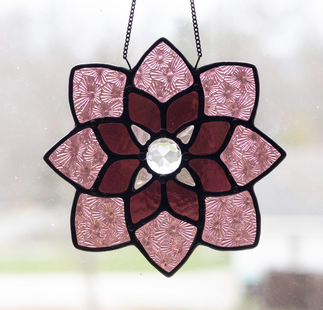Purple Flower Stained Glass Suncatcher - Etsy