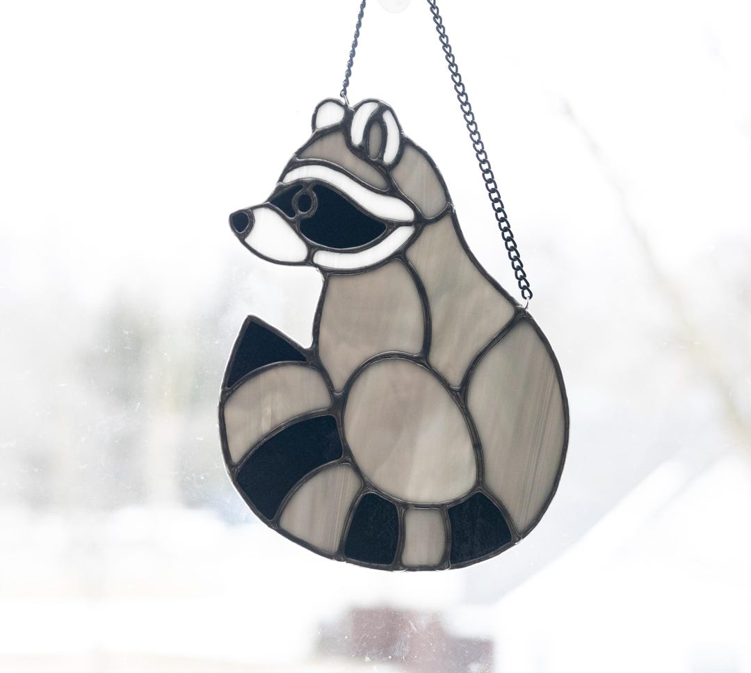 Raccoon Stained Glass Suncatcher - Etsy