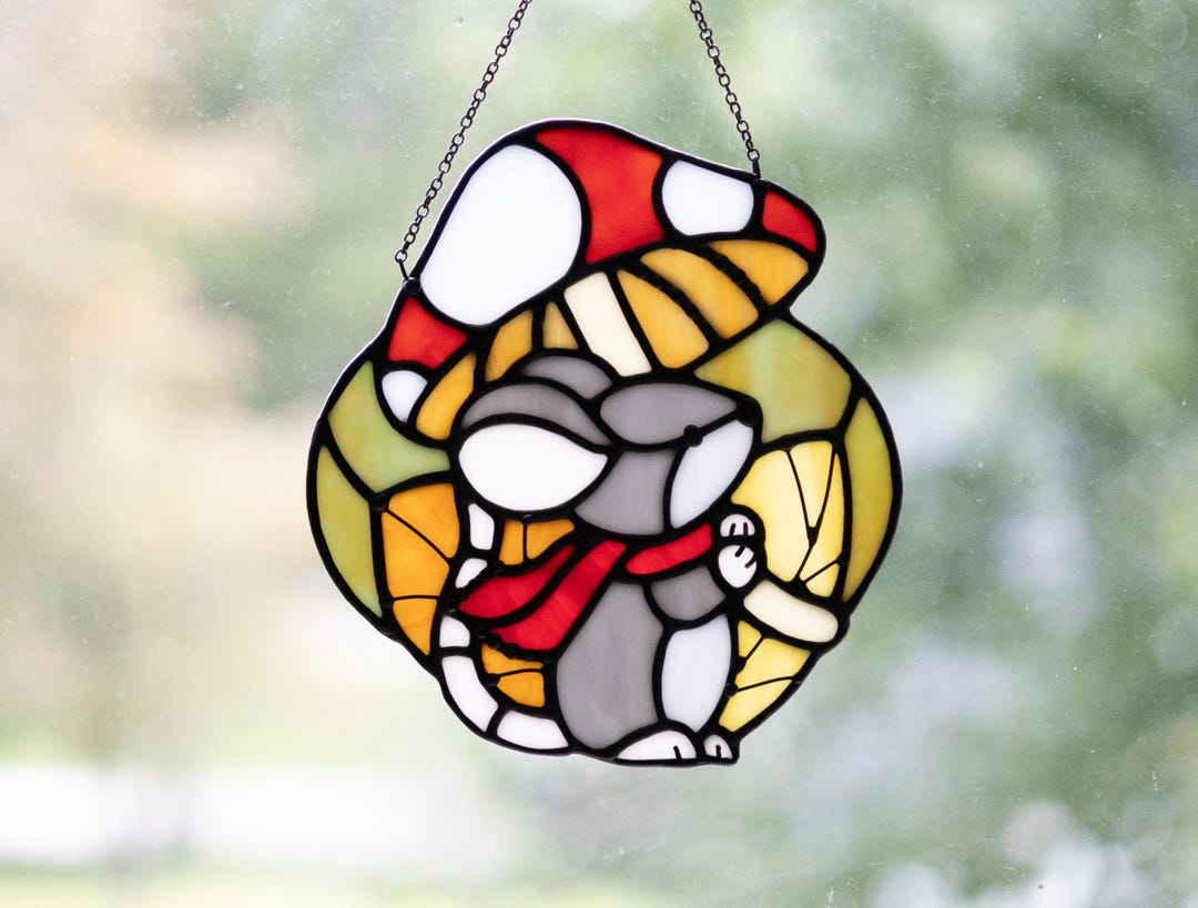 Stained Glass Mouse and Mushroom Suncatcher - Etsy