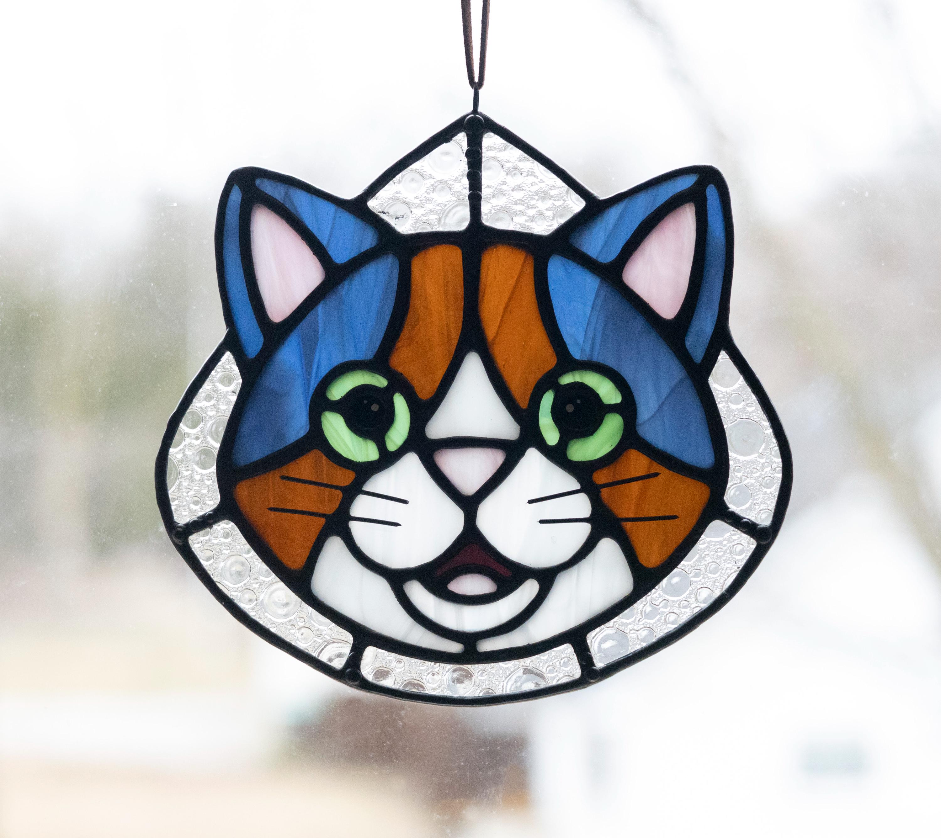 Calico Cat Stained Glass Suncatcher - Etsy