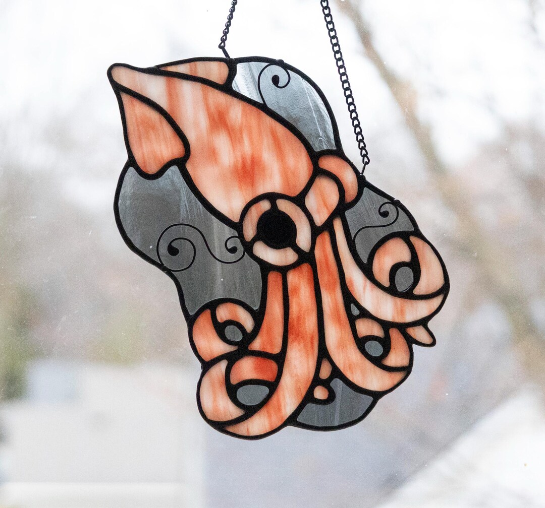 Stained Glass Squid Suncatcher - Etsy
