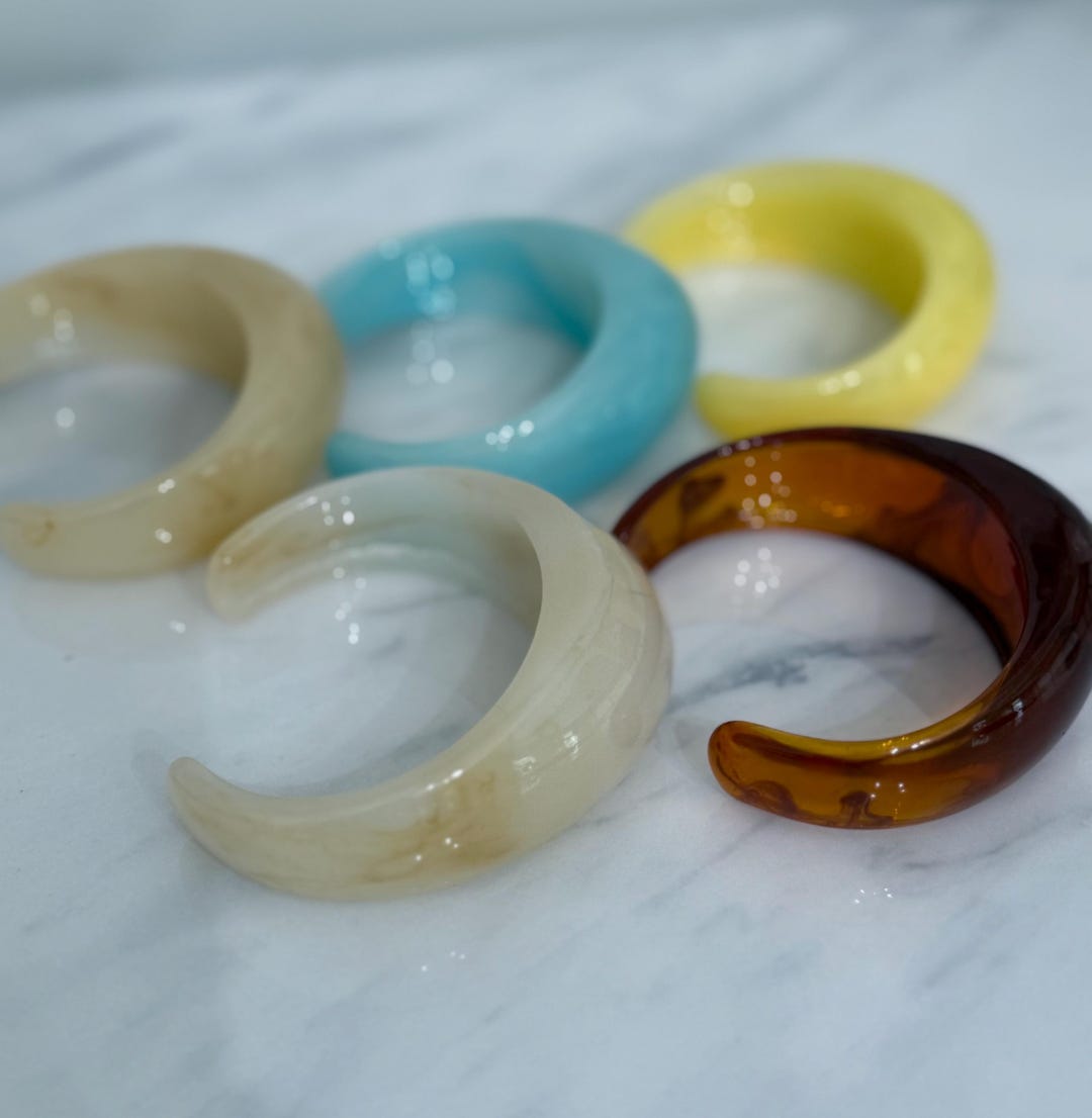 Resin Open Cuff Bangle Bracelets | Chunky Fall Cuff Bracelets | Cream ...