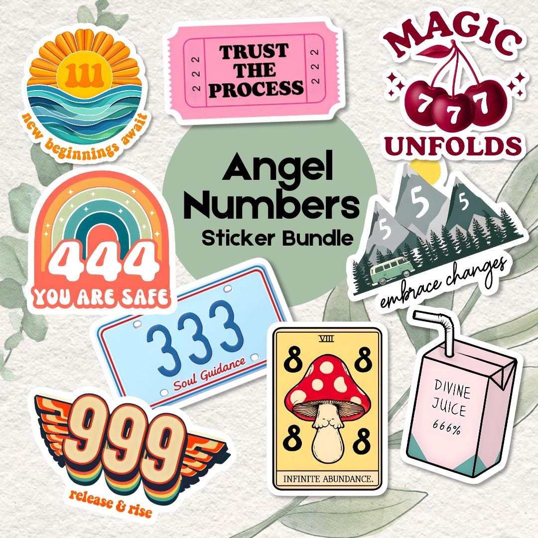 Angel Number Sticker Sheet | Angel Number Sticker Bundle | 111 222 333 ...