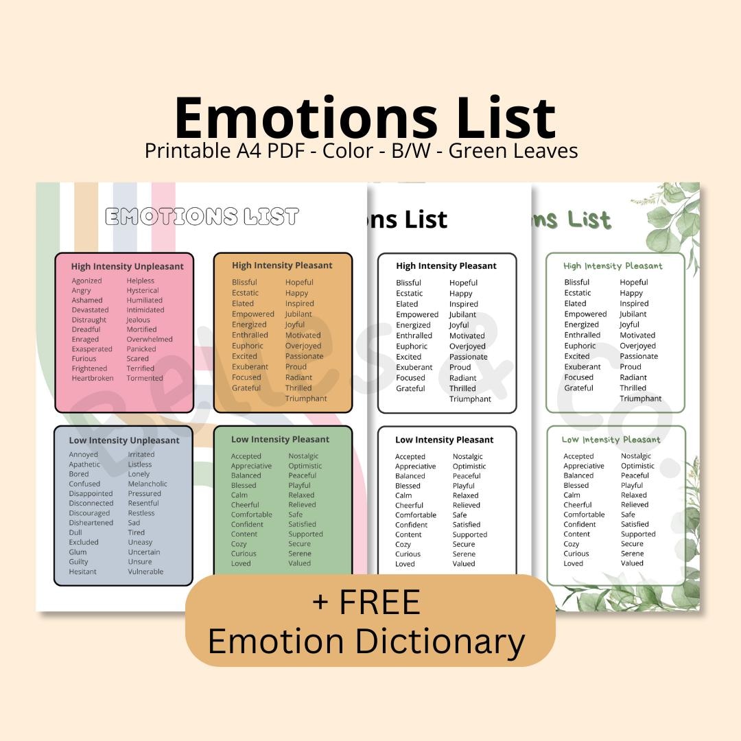 Emotion List | Feeling List | Emotions List | Feelings List | List of ...
