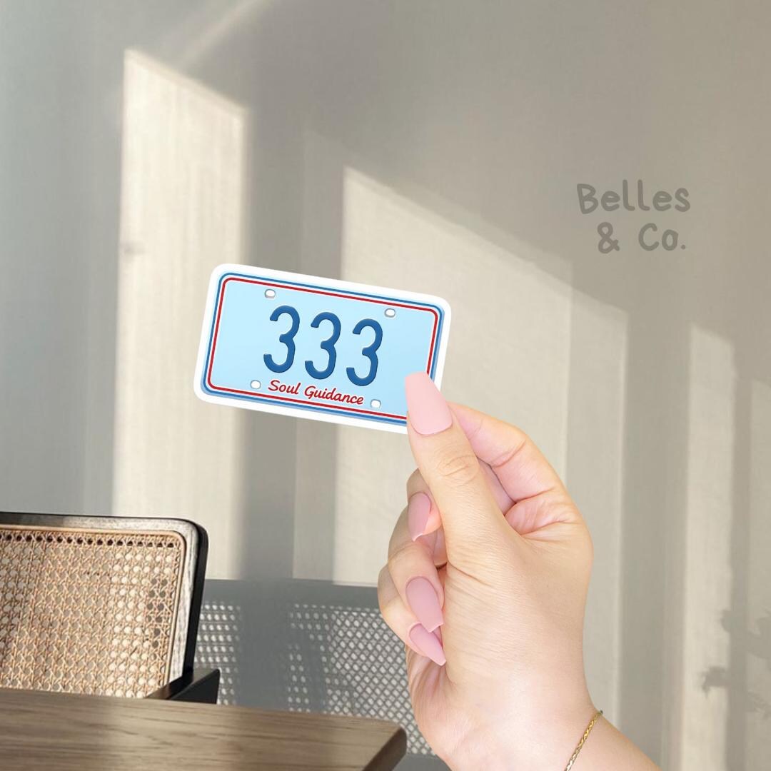 333 Angel Number 333 Sticker | Lap Top Sticker | Blue Lincense Plate ...