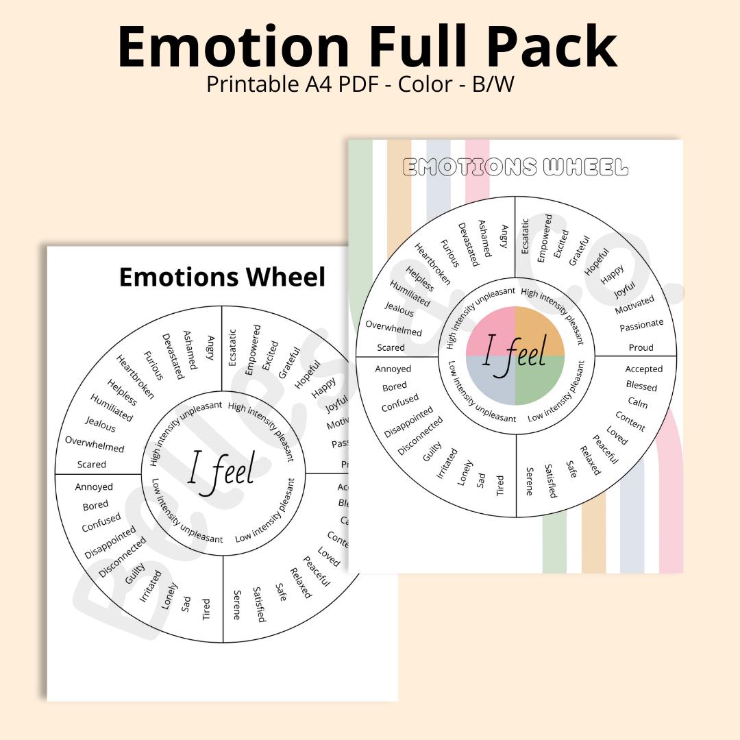Printable Emotion Full Pack | Emotion Wheel | Emotion List | Feelings ...