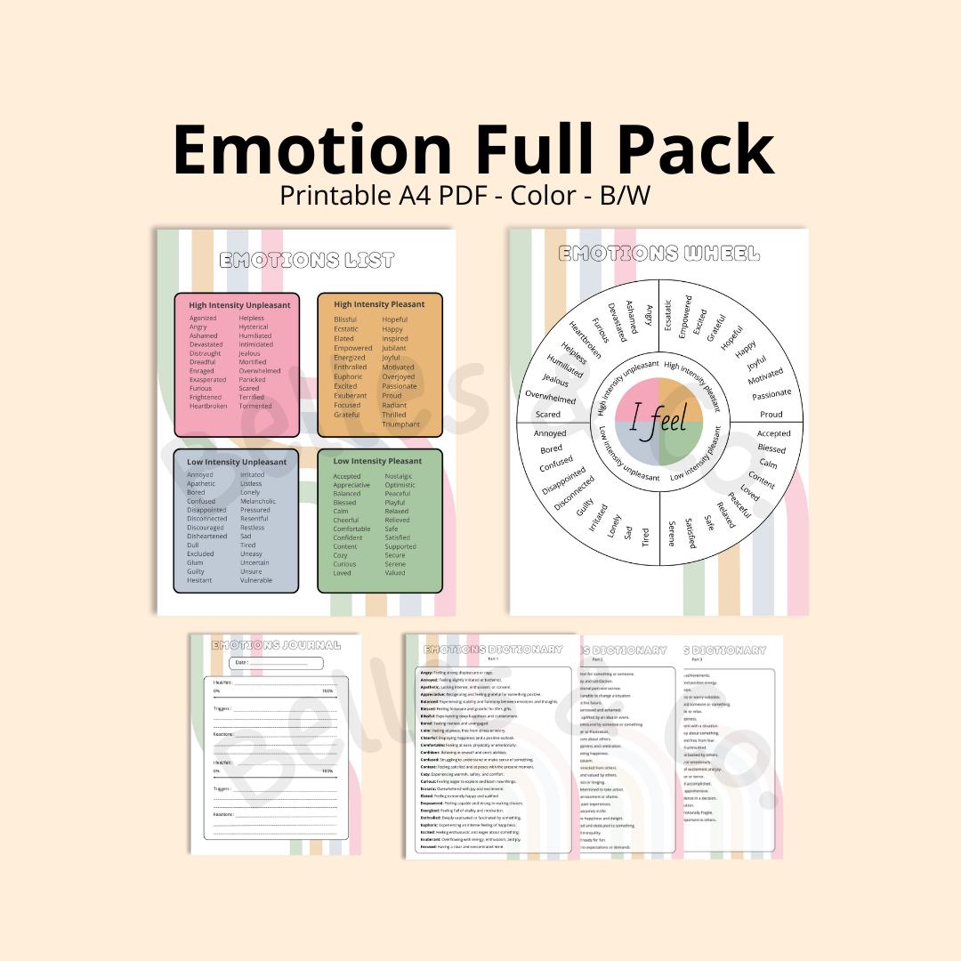 Printable Emotion Full Pack | Emotion Wheel | Emotion List | Feelings ...