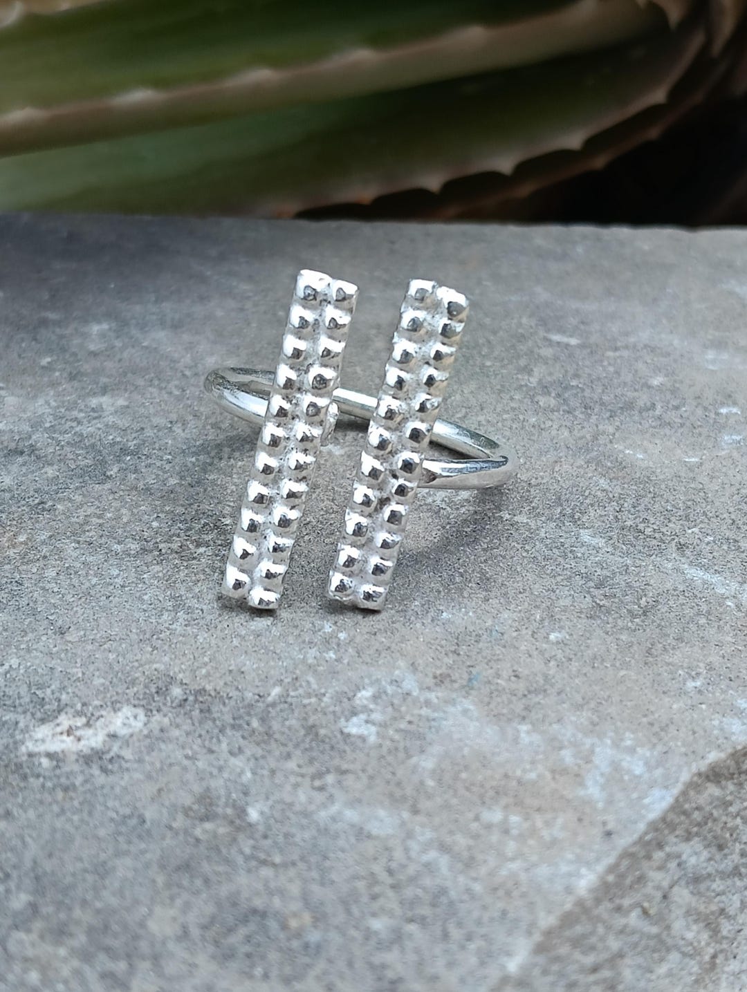 Handmade Sterling Silver Dot Ring: Minimalist Adjustable Bar Ring - Etsy