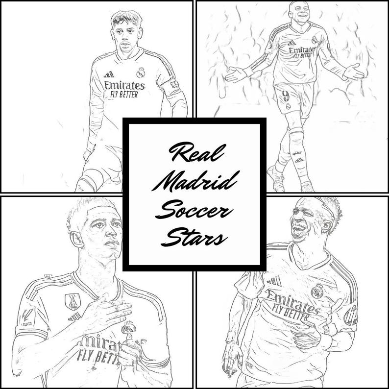Real Madrid Soccer Stars Coloring Pages – Mbappé, Vinícius Jr, Rodrygo ...