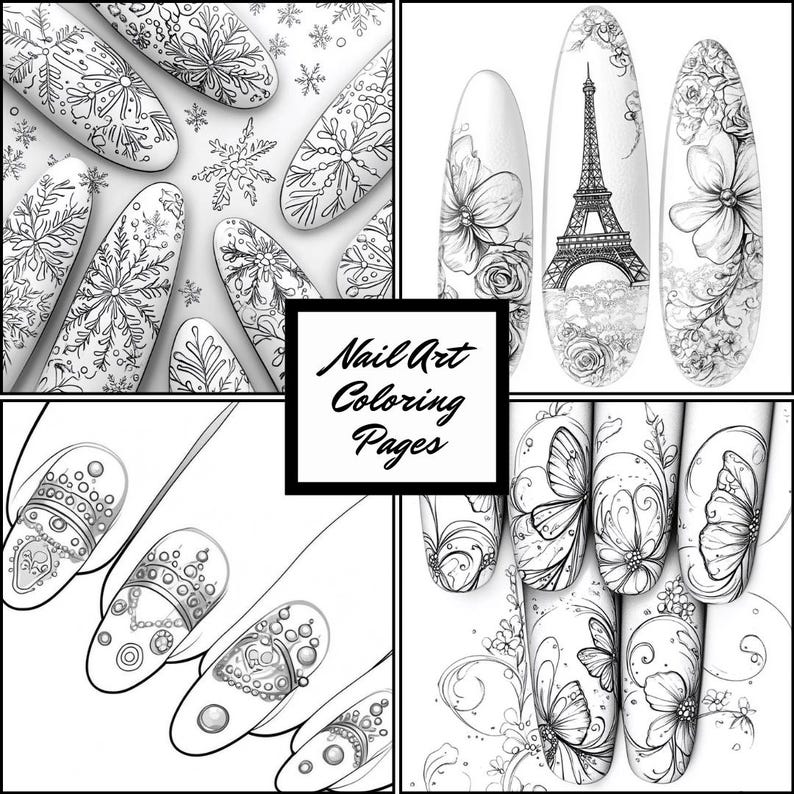 Printable Nail Art Coloring Pages | Cute, Aesthetic, Intricate Manicure ...