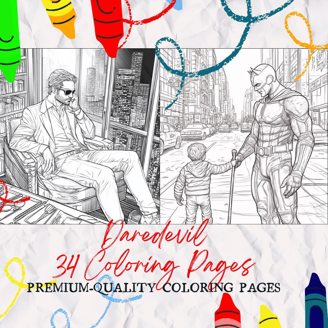 Daredevil Coloring Pages & Digital Art Prints | Printable Marvel ...