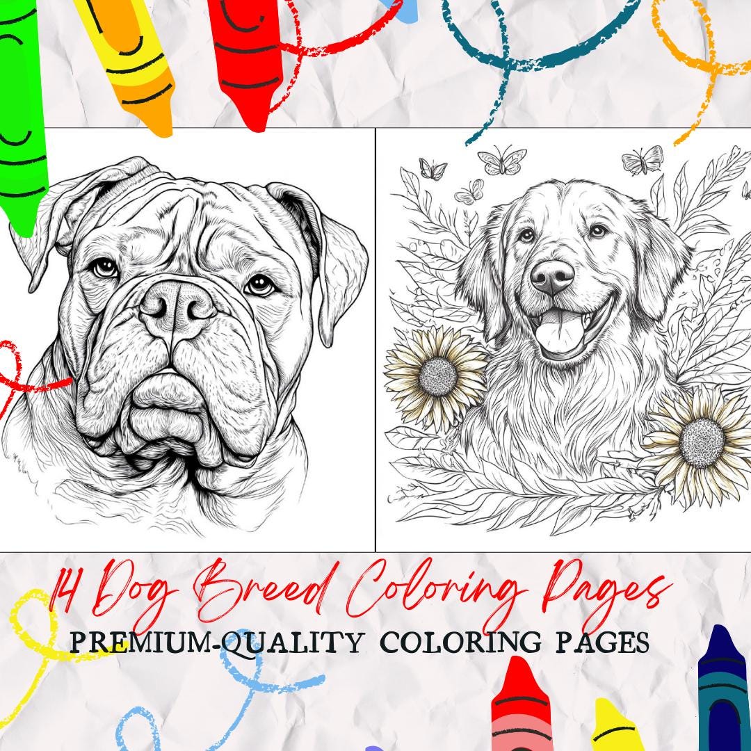 Adorable Dog Breed Coloring Pages | 14 Popular Dog Breeds Printable Set ...