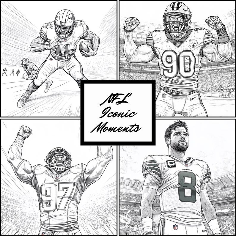 NFL Iconic Moments Coloring Pages | Football Coloring Book | American ...