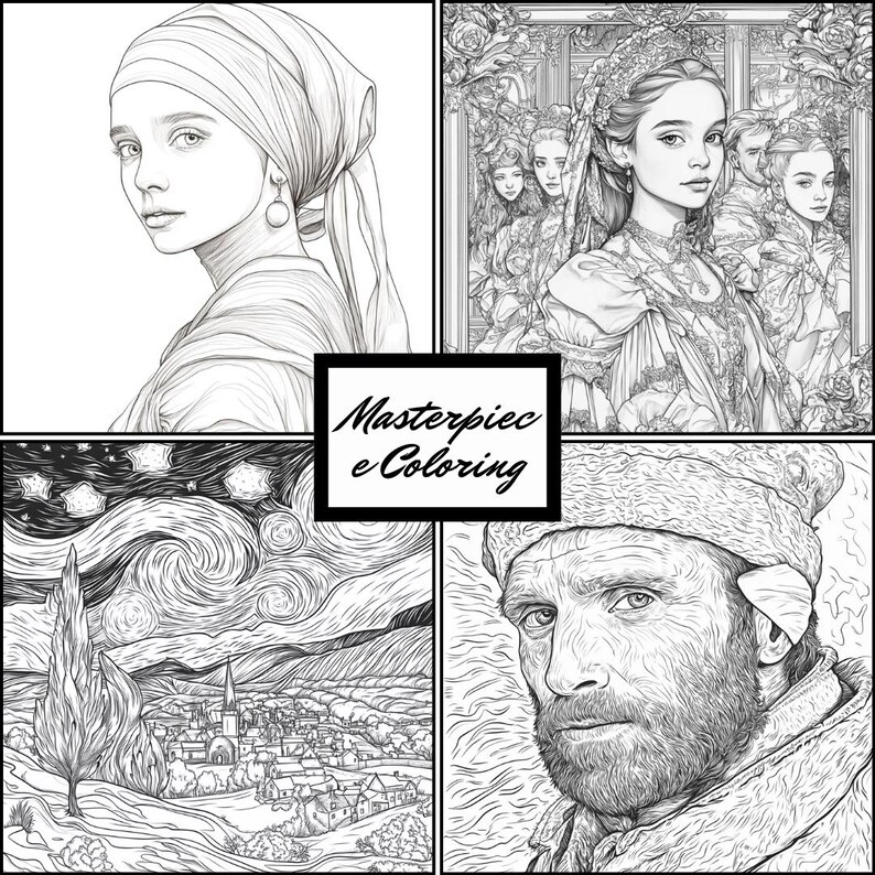 Famous Art Coloring Pages | Printable Line Art | Masterpiece Coloring ...