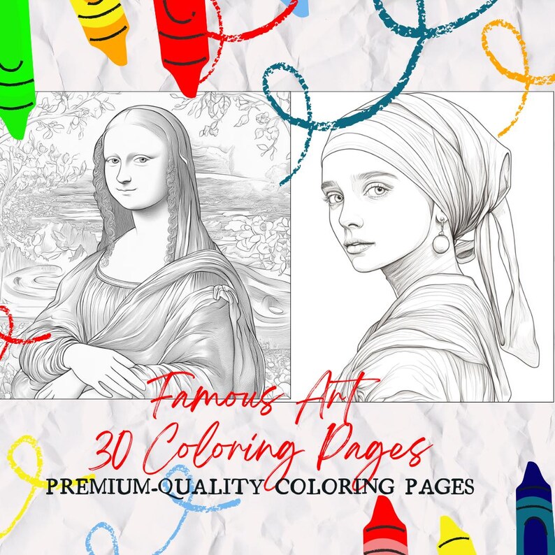 Famous Art Coloring Pages | Printable Line Art | Masterpiece Coloring ...