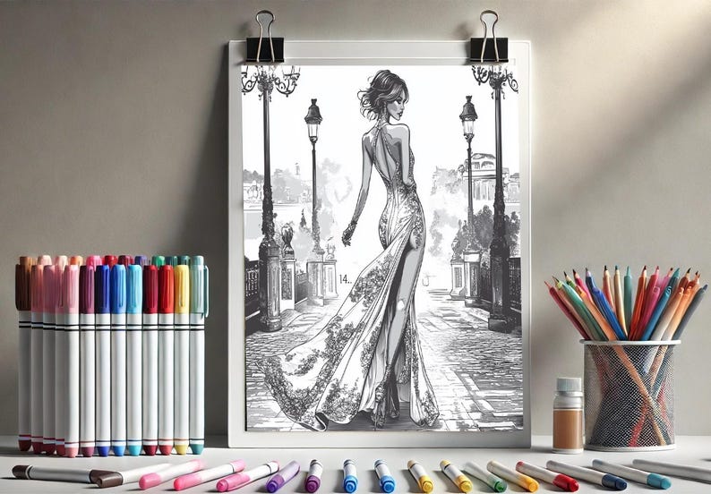 Elegant Fashion Coloring 52 Pages | Stylish Dress Designs | High ...