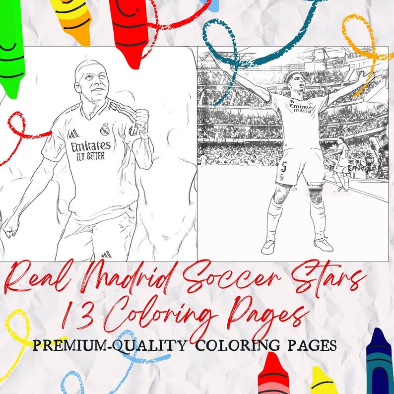 Real Madrid Soccer Stars Coloring Pages – Mbappé, Vinícius Jr, Rodrygo ...