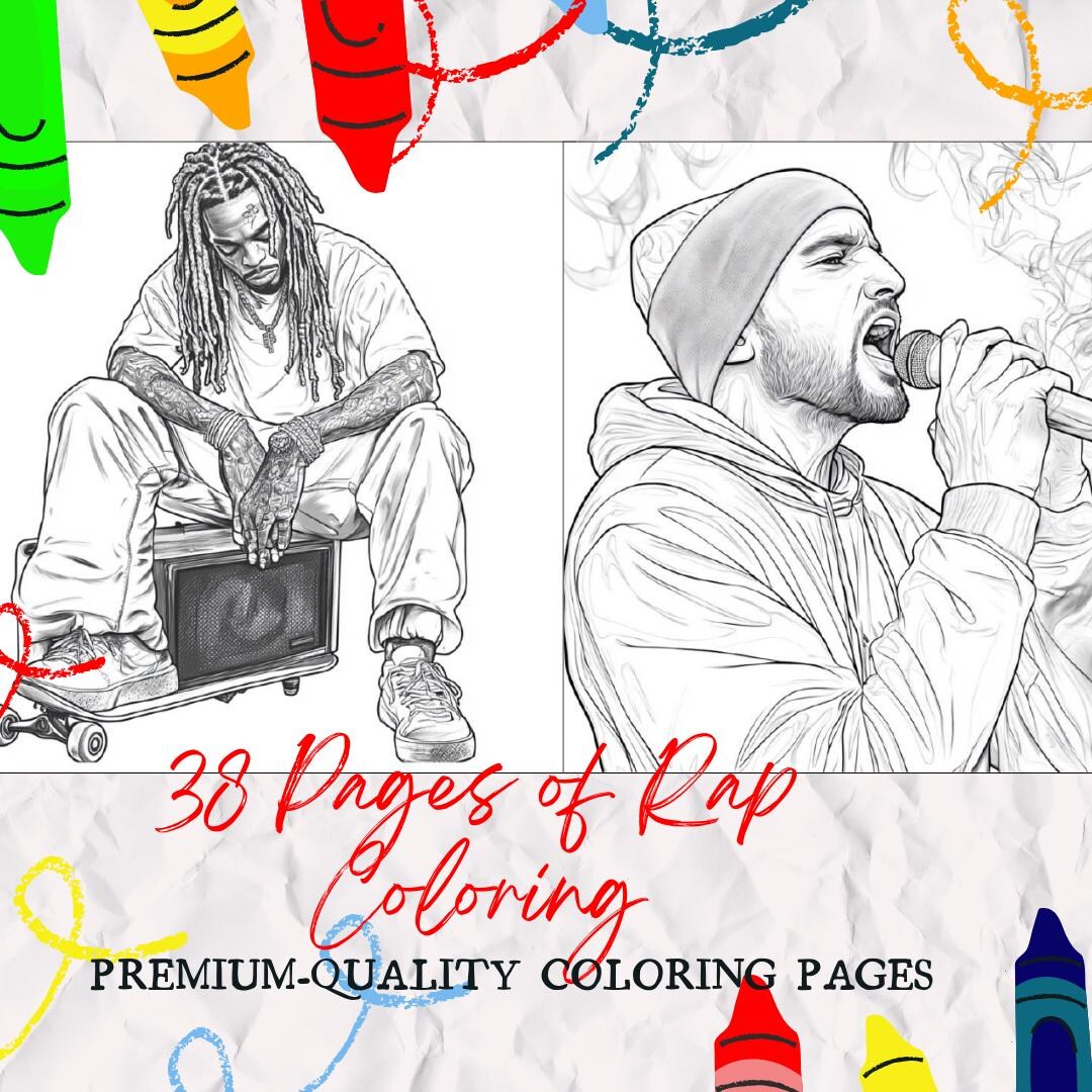 38 Pages of Rap Coloring | Rappers Printable Art | Tupac, Biggie ...