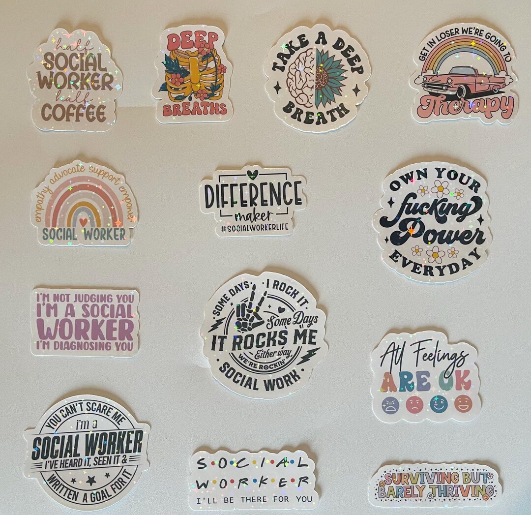 Social Worker Waterproof Sticker Pack: Mental Health Stickers - Etsy