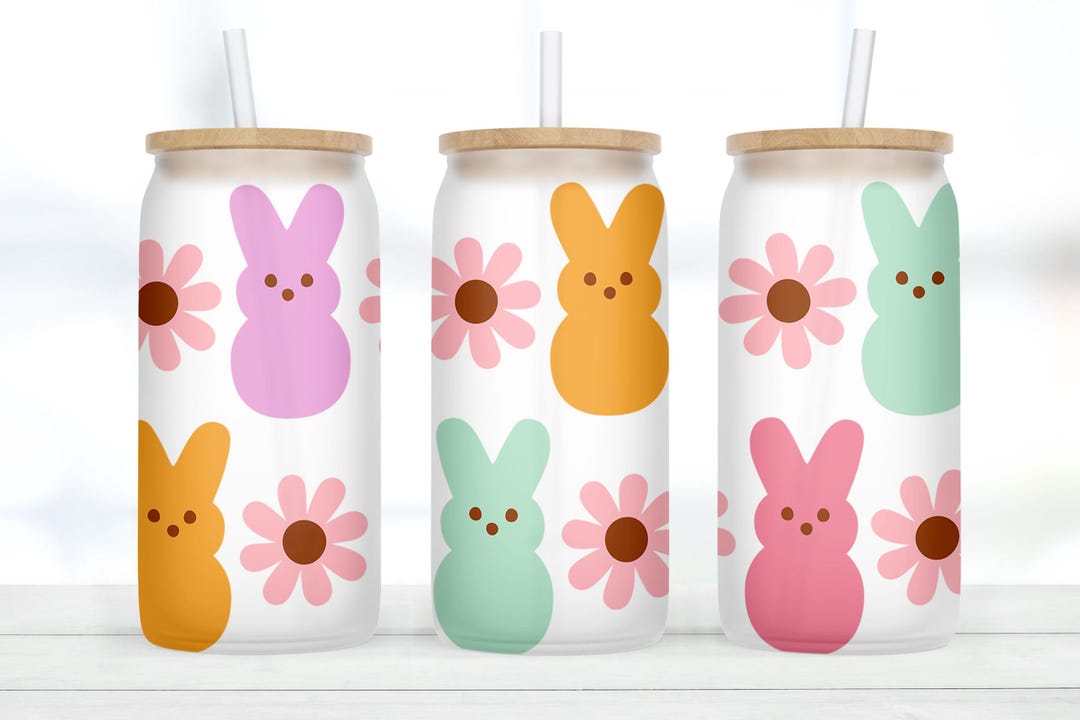 Peep Glass Cup, Peep Beer Can Glass With Straw, Easter Peep Cups, Cute ...