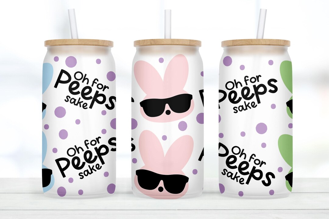 Easter Candy Glass Cup, Easter Glass Can, Spring Glass Cup, Easter Basket Stuffer, Peep Can ...