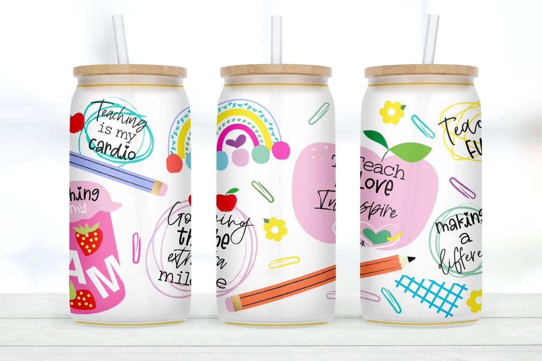 Teacher Glass Cup, Teacher Iced Coffee Cup, Teaching is My Cardio ...