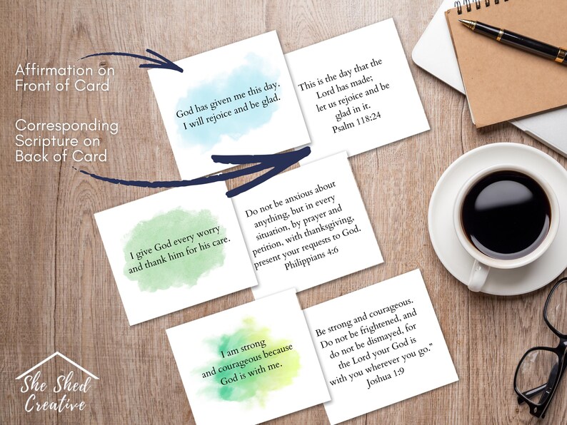 Biblical Affirmation Cards: 24 Watercolor Designs for Prayer ...