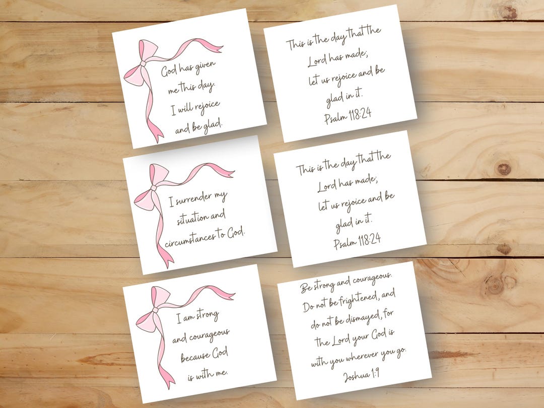 Coquette Style Biblical Affirmation Card Set of Scripture and ...