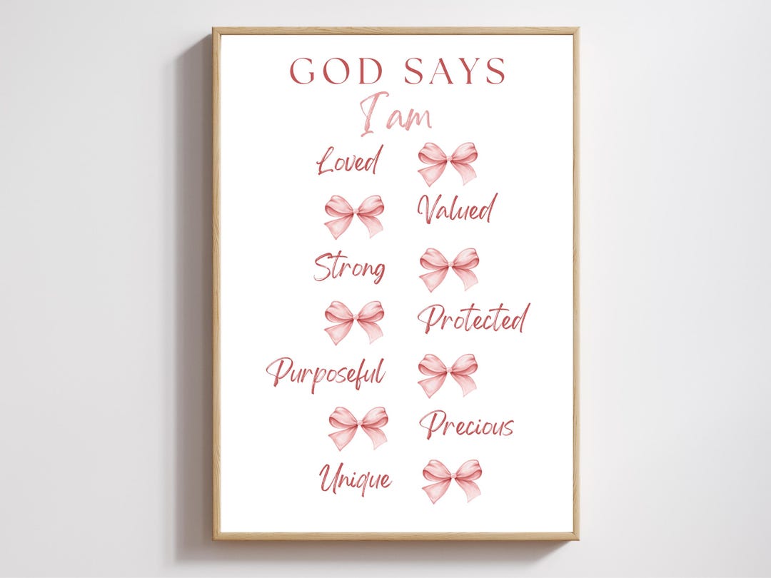 Christian Coquette Decor for Nursery Affirmation Print With Bows ...