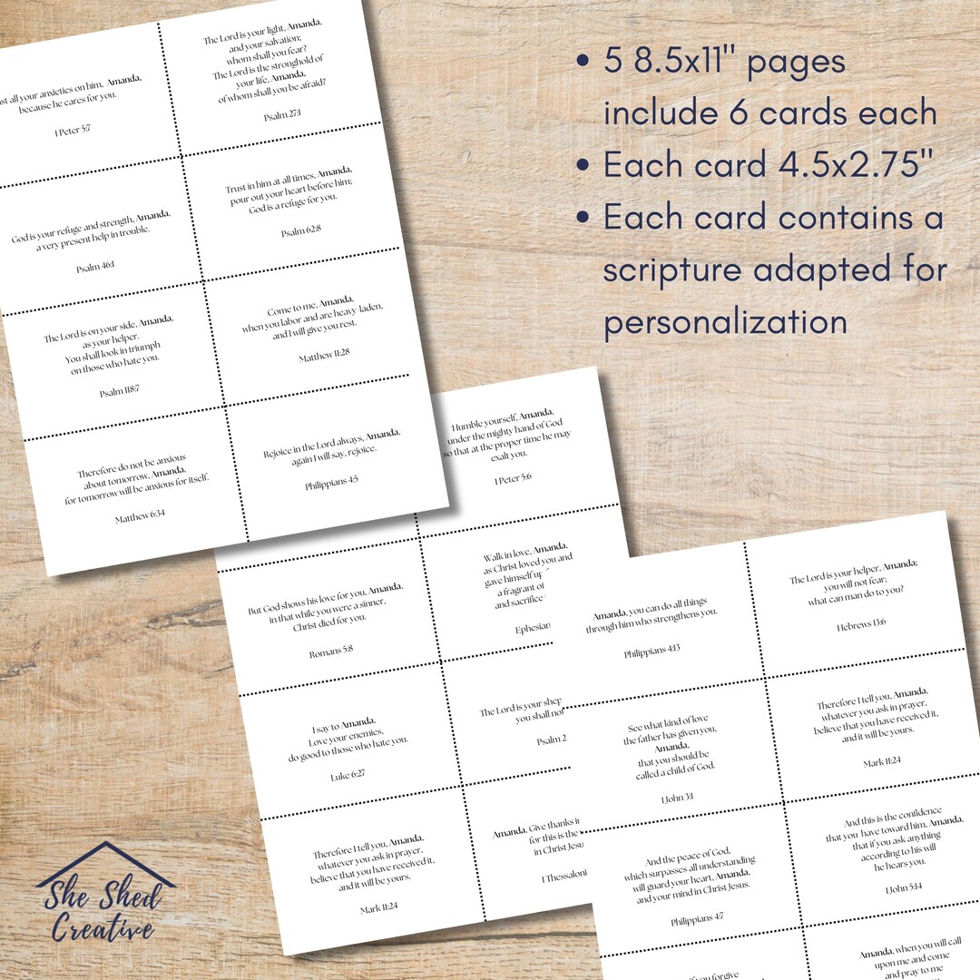 Printable Christian Scripture Cards Set of 40 Personalizable With Canva ...
