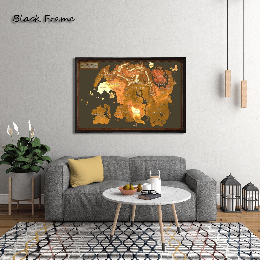 Fantasy Map Poster, the Elder Scrolls Map Canvas,tamriel Map Poster ...