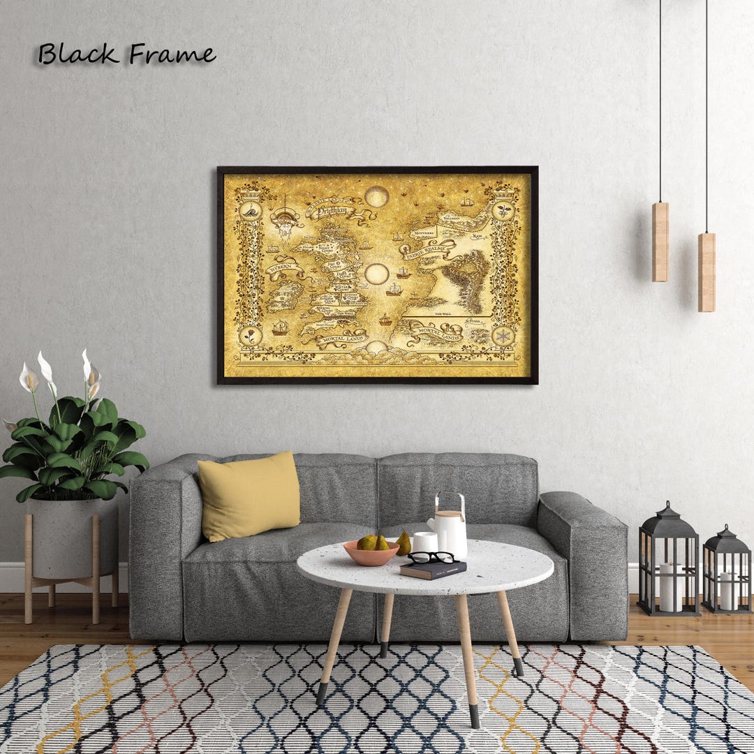 Framed Fantasy Map, ACOTAR World From the Court of Thorns and Roses ...