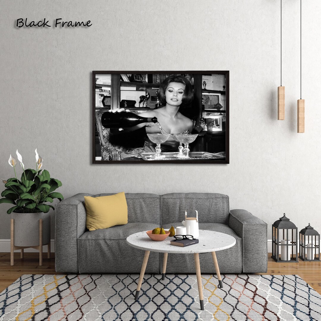 Sophia Loren Wall Art – Vintage Hollywood Glamour Print – Black and ...