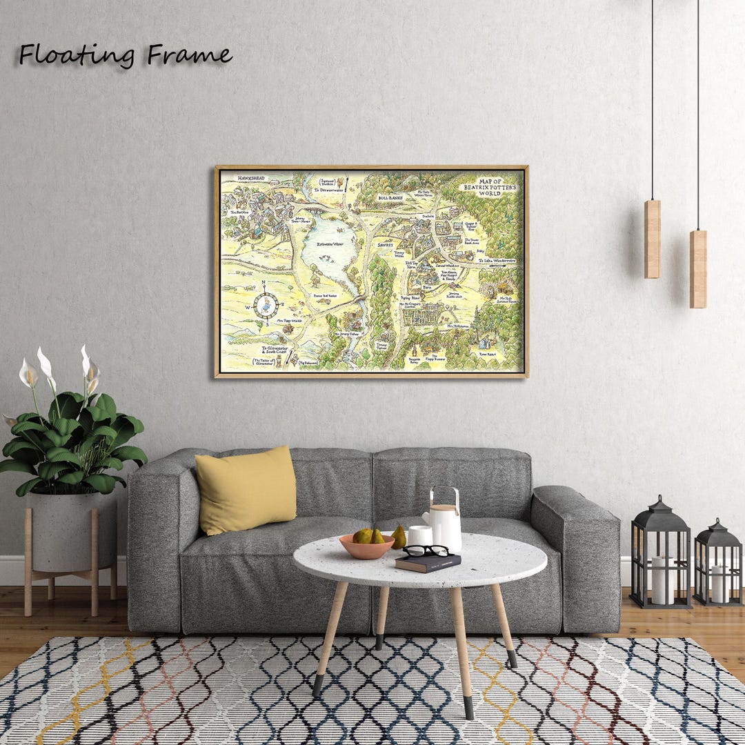 Peter Rabbit Map Wall Art – Beatrix Potter Nursery Print – Vintage ...