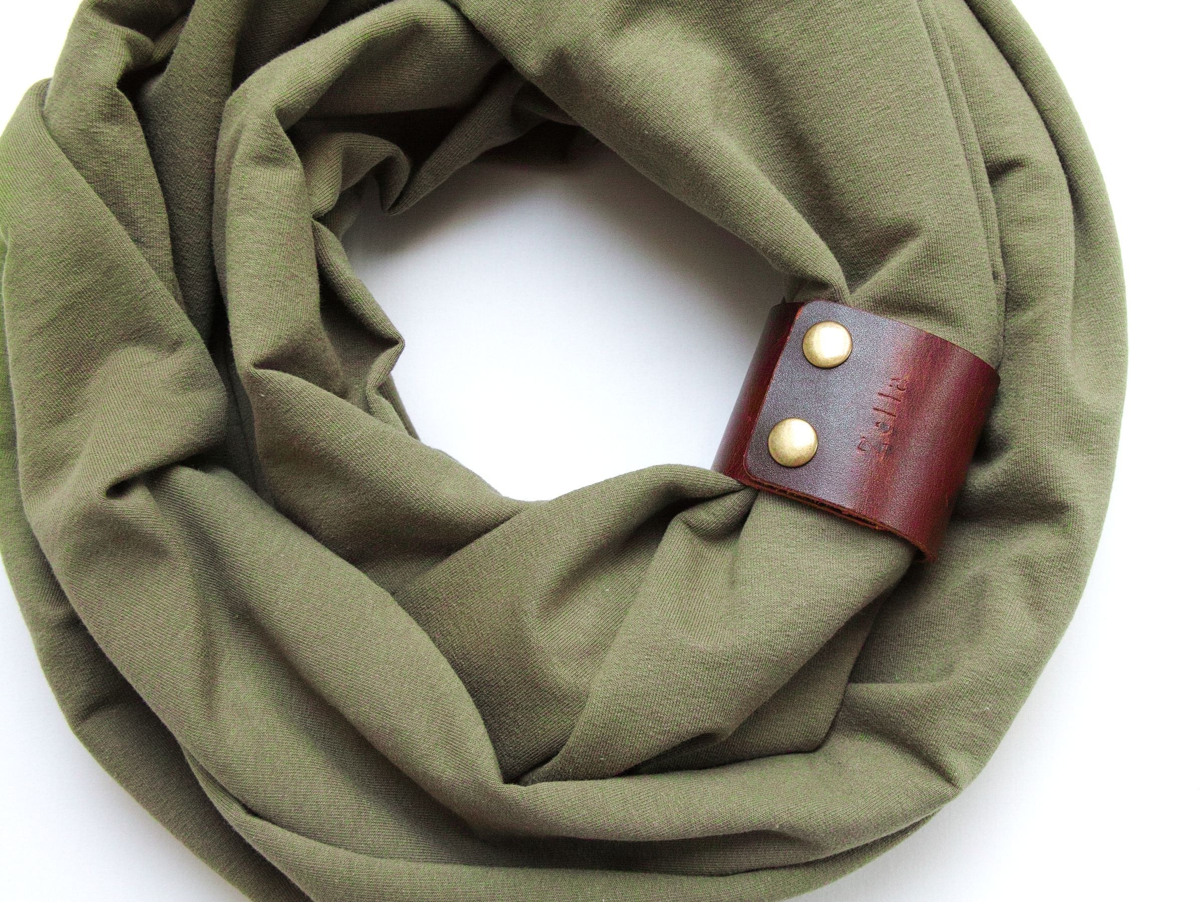 GREEN Inifinity scarf with strap, scarf for women, olive green infinity ...