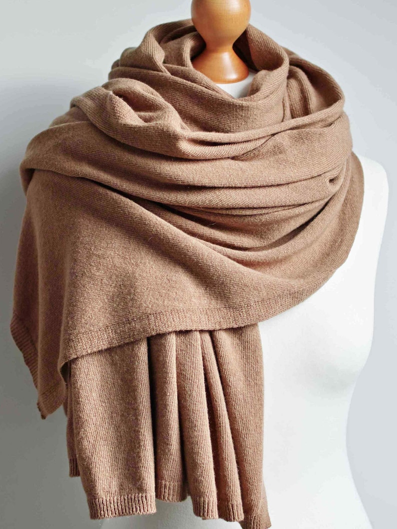 Oversized Wool Scarf: Cream Beige Knit Travel Wrap - Women Scarves ...