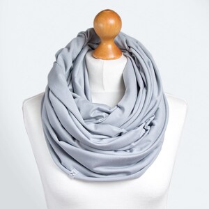 COTTON Infinity SCARF for Women, Gray Scarf With Leather Clasp/cuff ...