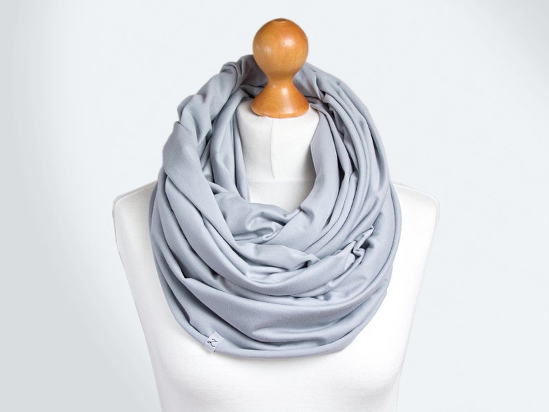 COTTON Infinity SCARF for Women, Gray Scarf With Leather Clasp/cuff ...