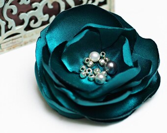 Teal Flower Brooch | Etsy